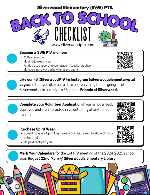 Back to School Checklist – Silverwood Elementary PTA